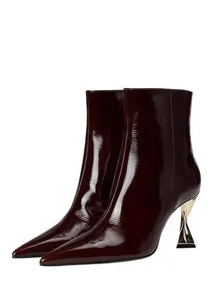 Schutz Elisha Pointed Toe Stiletto Ankle Boots - Brown