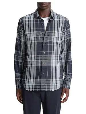 Vince Dunluce Plaid Separate Placket Long Sleeve Shirt Clothing Coastal/blanco - Multi
