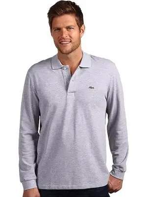 Lacoste Long Sleeve Classic Chine Pique Polo Shirt Clothing Silver Grey Chine - Gray