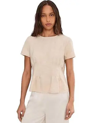 Vince Camuto Short Sleeve Pleated Waist Blouse - Gray