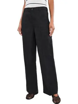 Madewell The Zoe Relaxed Straight Pant In 100% Linen - Black