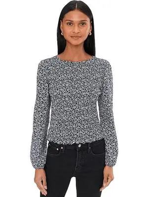 Madewell Smocked Boatneck Top - Navy
