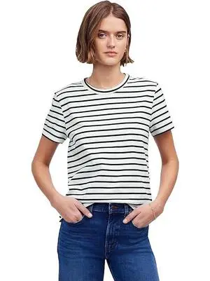 Madewell Cotton Striped Crewneck Tee - White