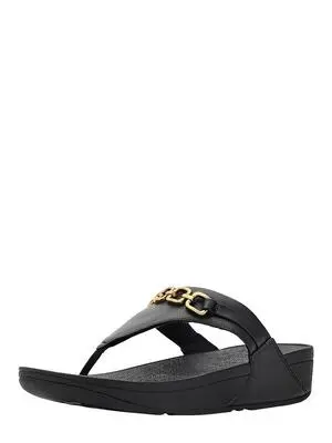 Fitflop FitFlop Lulu Square-Chain Leather Toe-Post Sandals Black