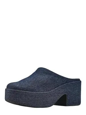 Fitflop Platform Denim Heeled Mules - Navy