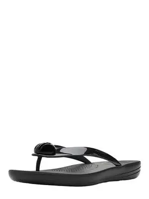 Fitflop Iqushion Glossy-button Flip-flops - Black
