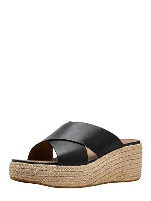 FITFLOP FitFlop Leather Wedge Cross Slides Espadrille