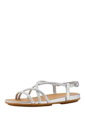 Fitflop Gracie Crystal Embellished Strappy Wedge Sandals - Silver