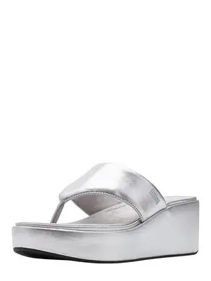Fitflop Wedge Toe-post Sandals - Silver