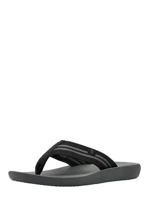 Fitflop Iqushion Two-stripe Webbing Flip-flops Wedge Shoes - Black