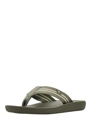 Fitflop Iqushion Two-stripe Webbing Flip-flops Wedge Shoes - Olive