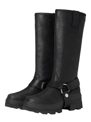 Sorel Tall Leather Boots With Chunky Lug Sole - Black
