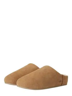 UGG Elea Slip-on Suede Slippers With Sheepskin Lining - Brown