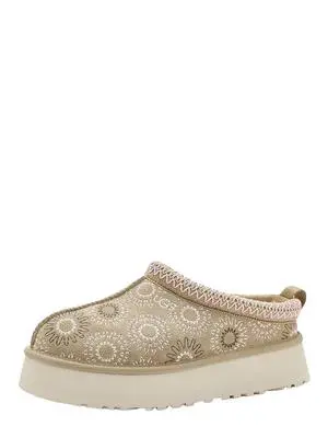 UGG Tazz Sun Stitch Embroidered Suede Slippers - Taupe