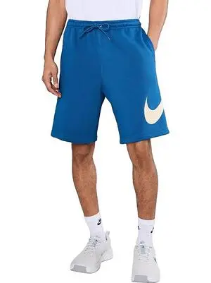 Nike Club Fleece Mid-thigh Workout Shorts - Blue