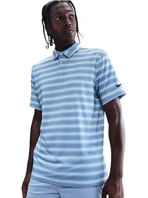 Nike Velocity Dri-fit Striped Golf Polo Clothing University Black - Blue