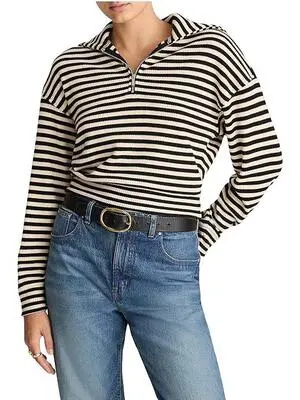 Madewell Half Zip Stripe Jacket - Black