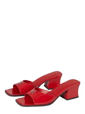 COACH Sculpted C Leather Block Heel Sandals - Red