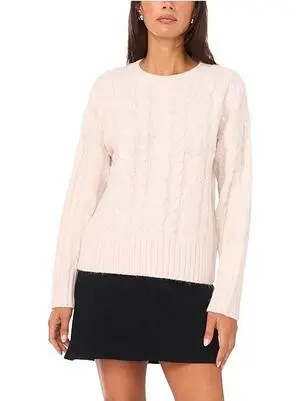 Vince Camuto Sequin Cable Knit Pullover - Bone