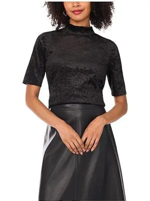 Vince Camuto 3/4 Sleeve Mock Neck Top - Black