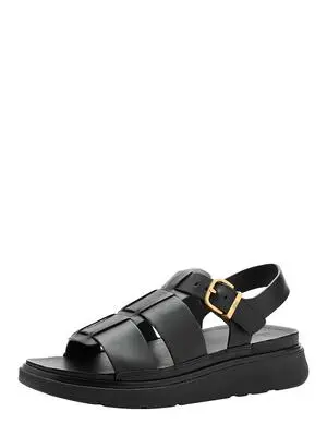 Fitflop Gen-ff Leather Fisherman Wedge Sandals - Black