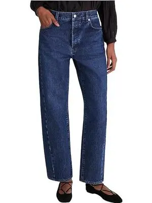 Madewell Pieced Barrel Jeans In Mckinney Wash - Navy