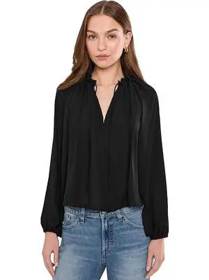 Madewell Nayla Top With Split Neckline And Ties - Black