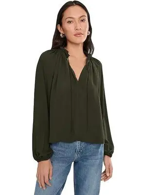 Madewell Nayla Top With Split Neckline And Ties - Olive