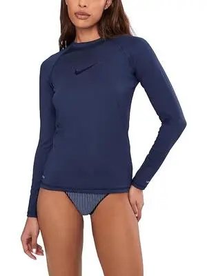 Nike Dri-fit Uv Long Sleeve Hydroguard Rash Guard - Navy