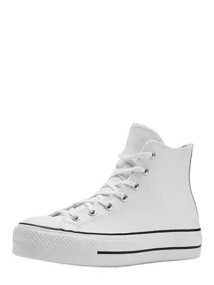 CONVERSE Converse Chuck Taylor All Star High Top Platform Leather Lace-Up Sneakers Gray