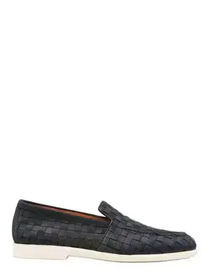 Santoni Woven Leather Loafers - Blue