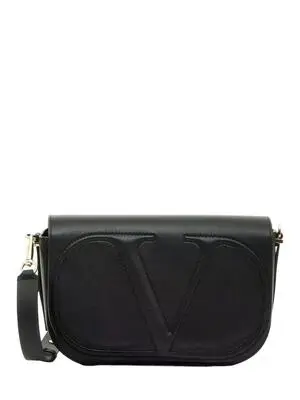 Valentino Garavani Vlogo Walk Calfskin Shoulder Bag - Black