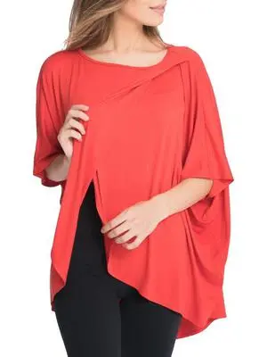 BUN MATERNITY Draped Maternity/nursing Top - Flame