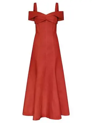 NICHOLAS Ivana Off-shoulder Midi Dress - Red