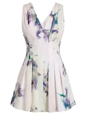 NICHOLAS Elvira Floral-print V-neck Mini Dress - Pink