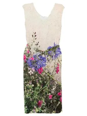 AGNES B. Floral Print Midi Dress - Neutrals