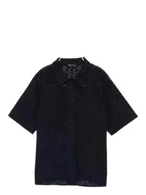 AGNES B. Geometric Motif Shirt - Blue
