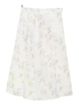 AGNES B. Ginette Floral Print Midi Skirt - Neutrals