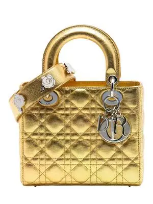 Dior Christian Dior Small Lady Dior Satchel Gold