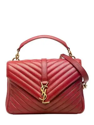 SAINT LAURENT Saint Laurent Chevron Sheepskin Monogram College Satchel