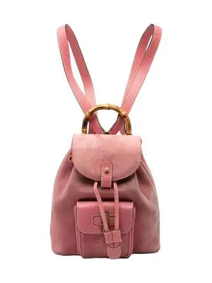 Gucci Suede Bamboo Backpack - Pink