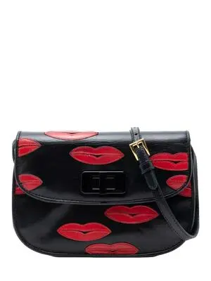 PRADA Prada Leather Lips Applique Crossbody Bag