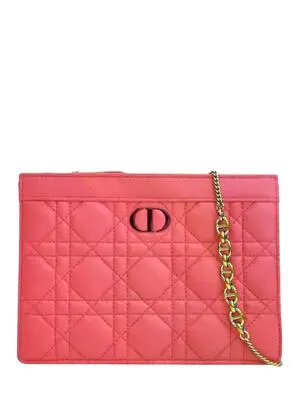 Dior 2022 Supple Cannage Calfskin Caro Pouch Crossbody Bag - Pink
