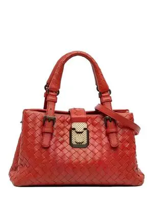Bottega Veneta Mini Nappa Intrecciato Roma Satchel - Red