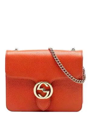 Gucci Gucci Small Calfskin Interlocking G Crossbody Bag Orange