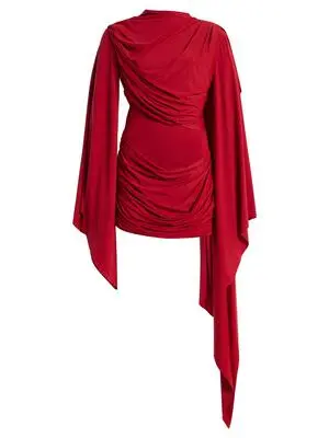 DE LA VALI Perisa Draped Jersey Mini Dress - Red