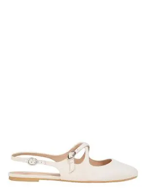 STUART WEITZMAN Clover Canvas Slingback Flats - Ecru