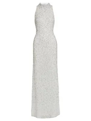JENNY PACKHAM Jenny Packham Juno Embellished Silk Chiffon Gown