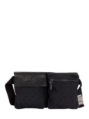 Undefined Gucci Double Pocket Belt Bag In Gg Canvas - Black
