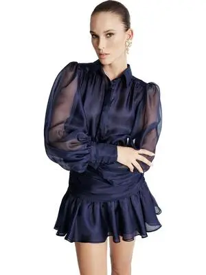 Bardot Milani Organza Shirt Dress - Navy